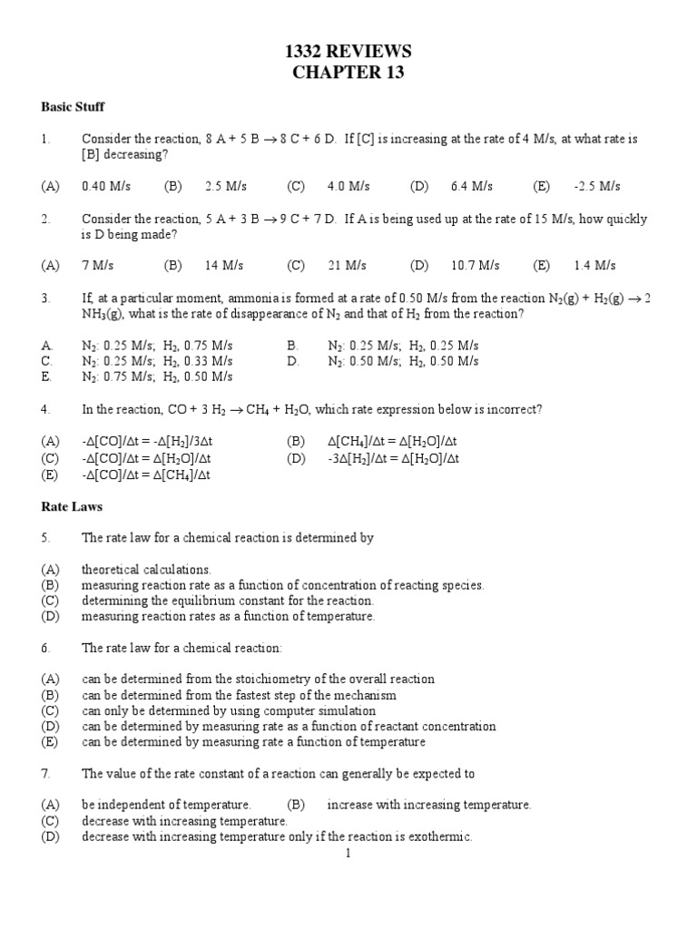 Chapter 13 Chemical Kinetics | Download Free PDF | Reaction Rate ...