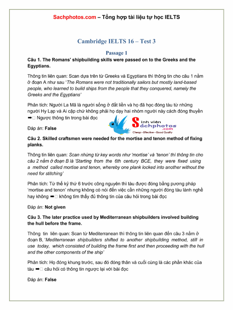 Sachphotos - Cam 16 - Test 3 - Reading Explanation - Final | PDF