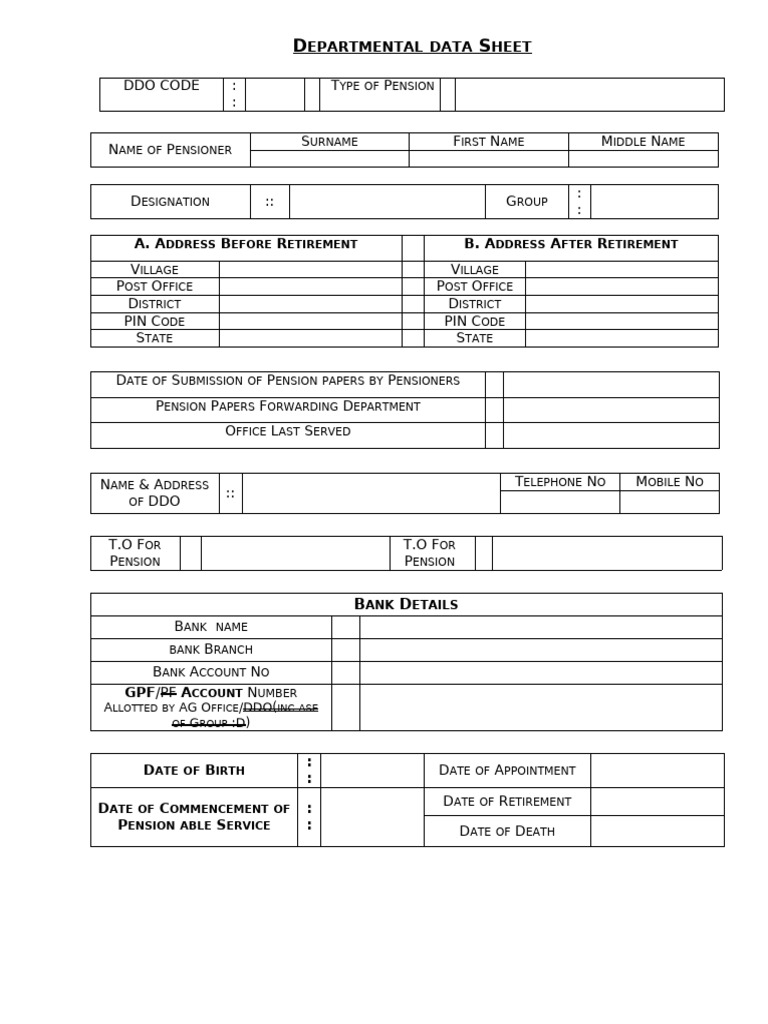 Pension Data Sheethh | PDF