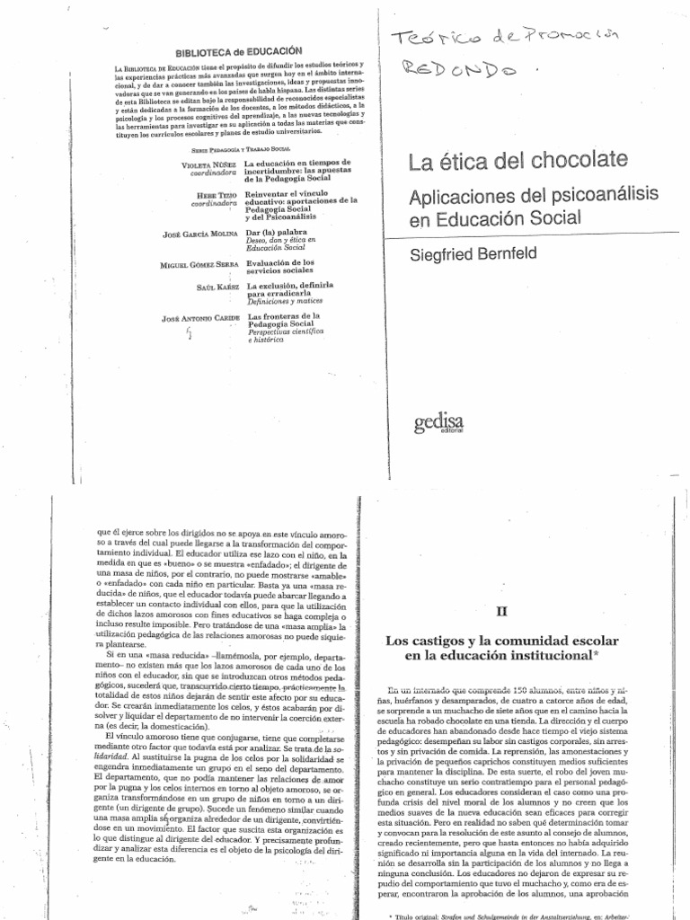 158. Siegfried Bernfeld. La Ética Del Chocolate. Cap. 2 Los Castigos y ...