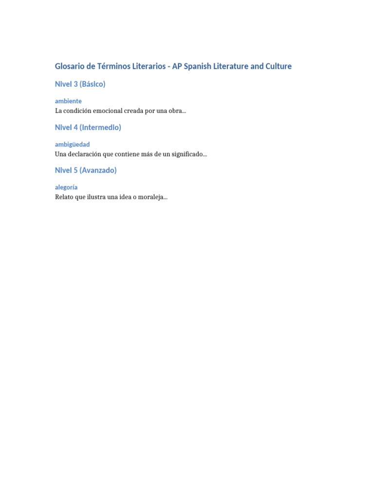Glosario de Términos Literarios AP | PDF