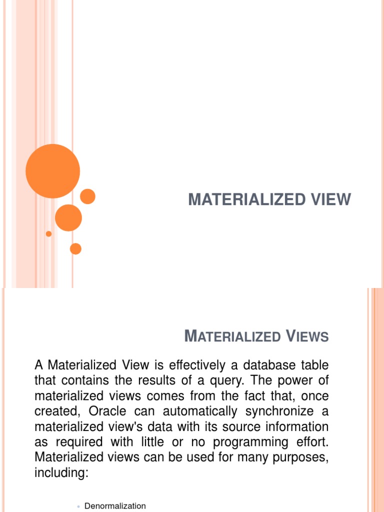 Materialized View | PDF | Table (Database) | Information Retrieval