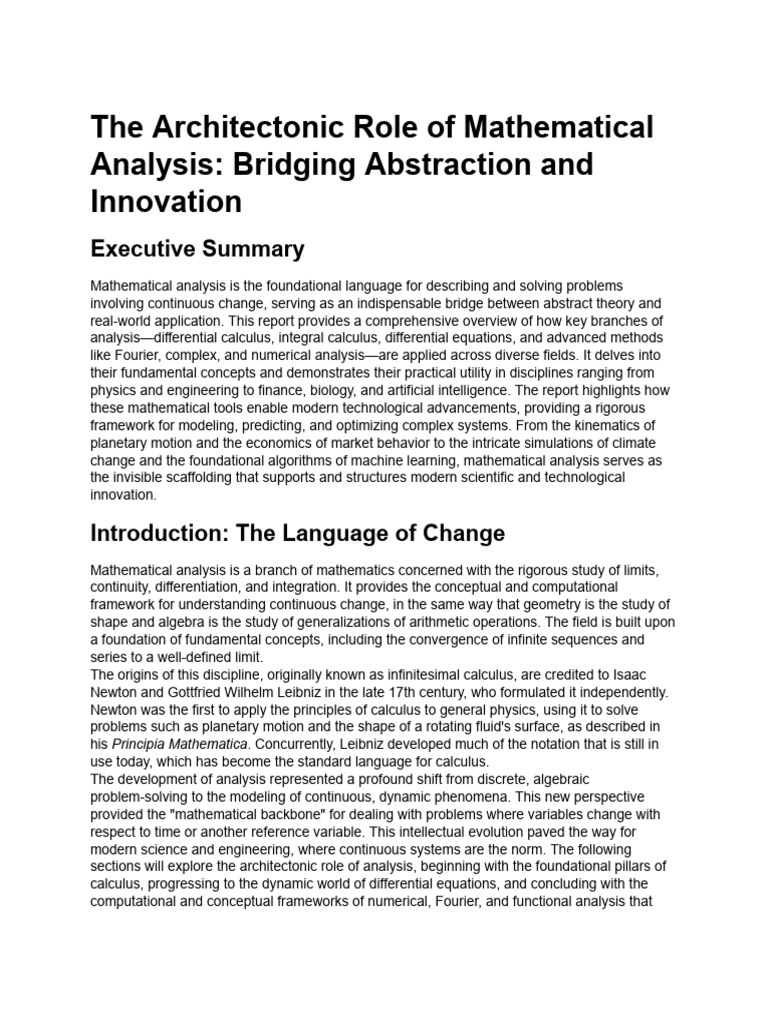 Real-World Applications of Mathematics | PDF | Mathematical Analysis ...