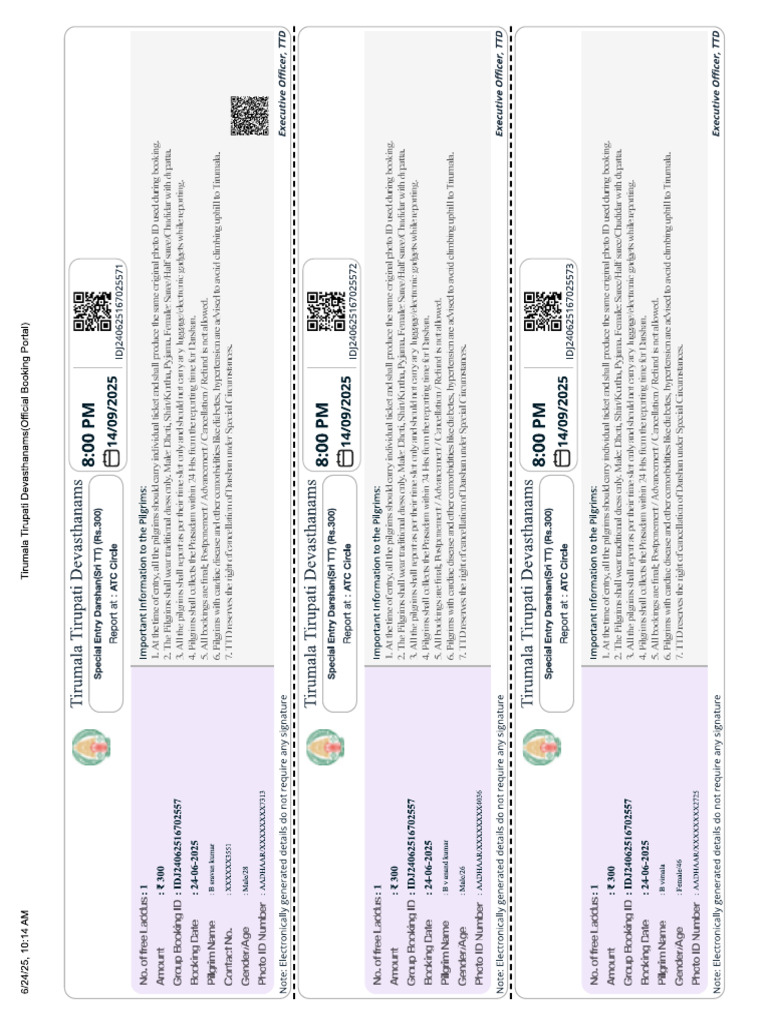 TTD Tickets | PDF