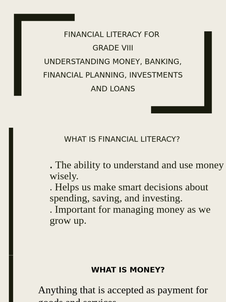 Financial Literacy - Grade 8 | PDF | Money | Banks