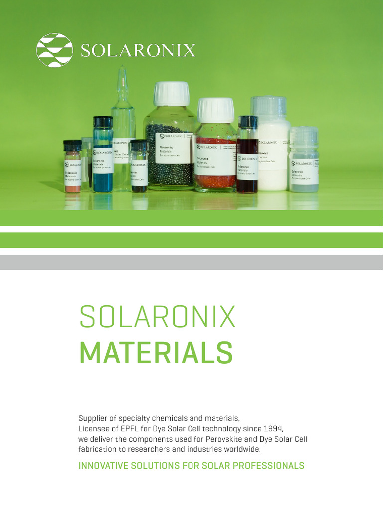 Solaronix Materials | PDF | Titanium Dioxide | Solar Cell