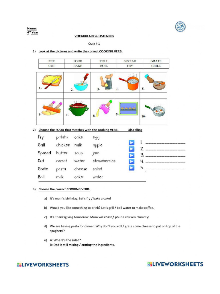 Food Recipe Verbs 2 | PDF