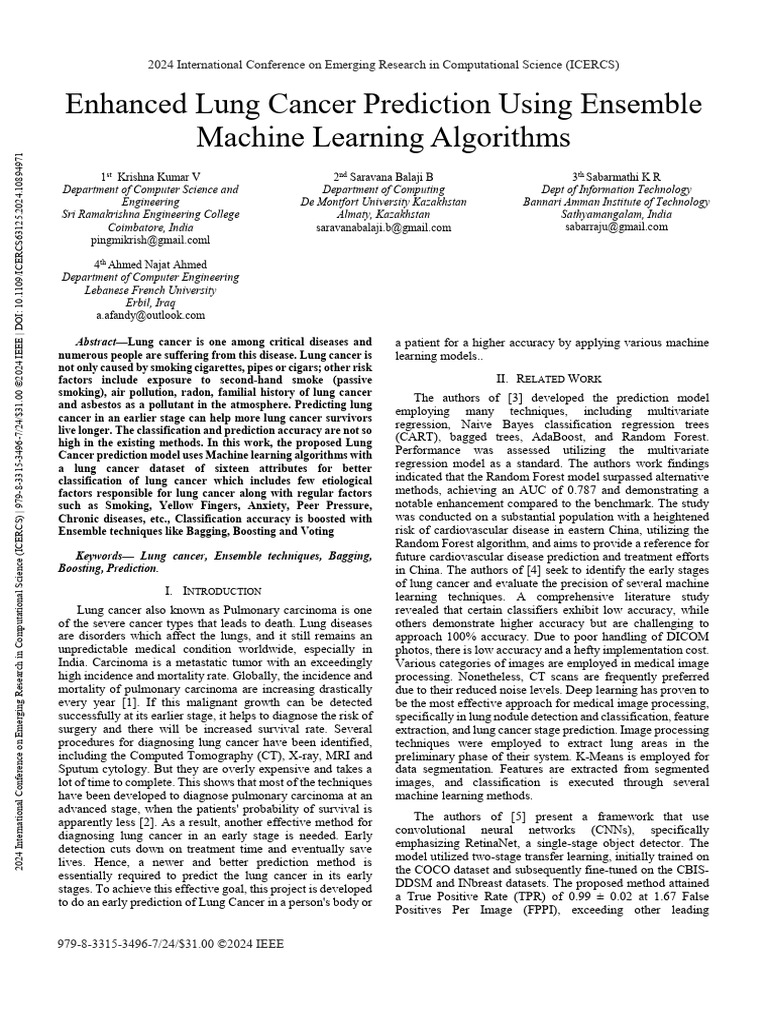 Enhanced Lung Cancer Prediction Using Ensemble Machine Learning ...