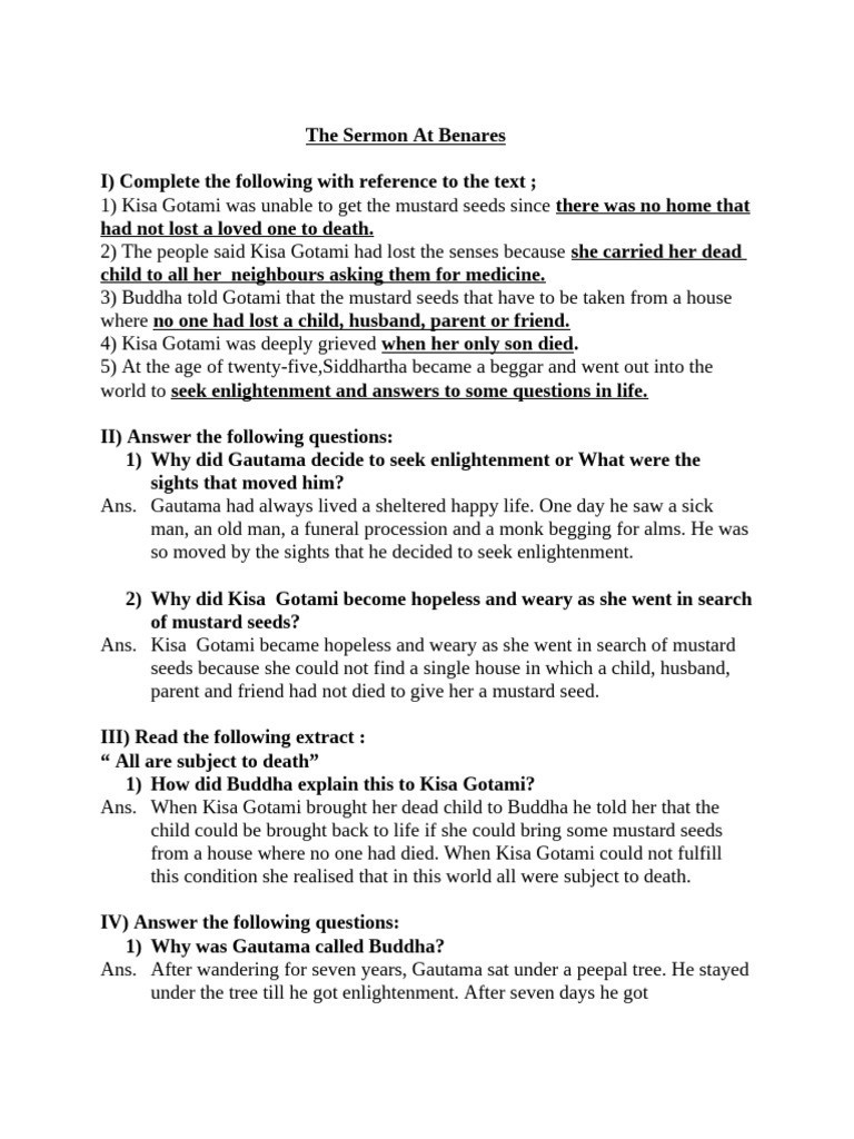 Kisa Gotami's Realization of Mortality | PDF | Enlightenment In ...