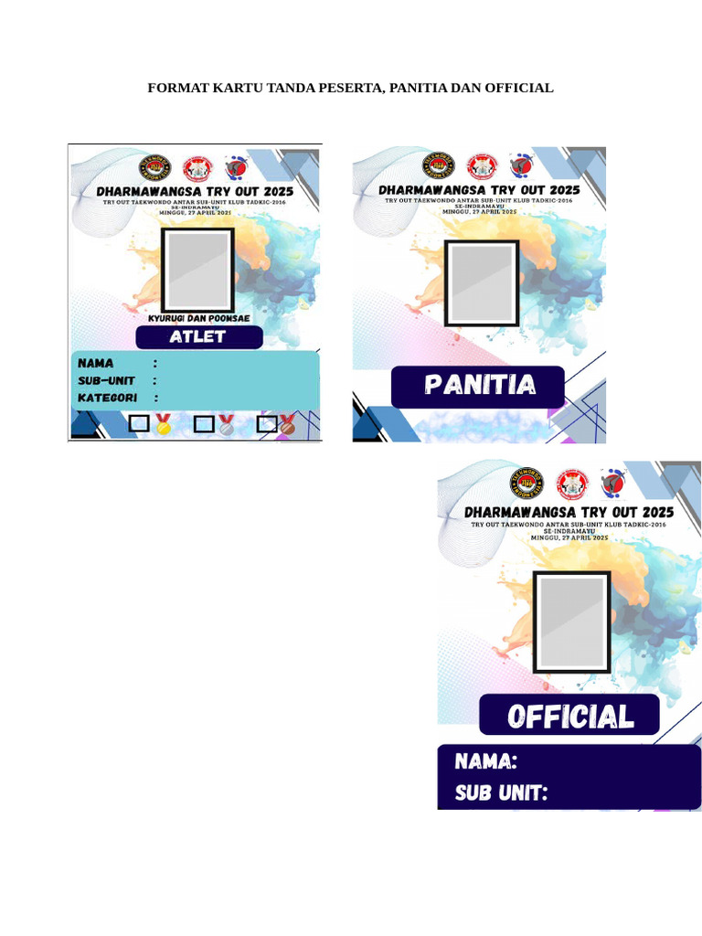 Format Kartu Tanda Peserta | PDF