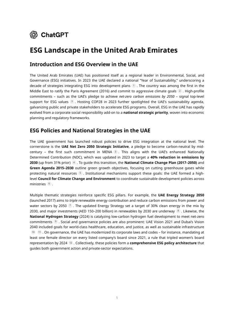 UAE's ESG Initiatives and Strategies | PDF | Artificial Intelligence ...