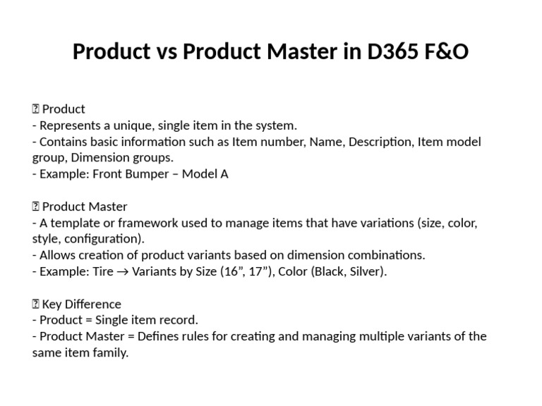 Product vs Product Master in D365 | PDF