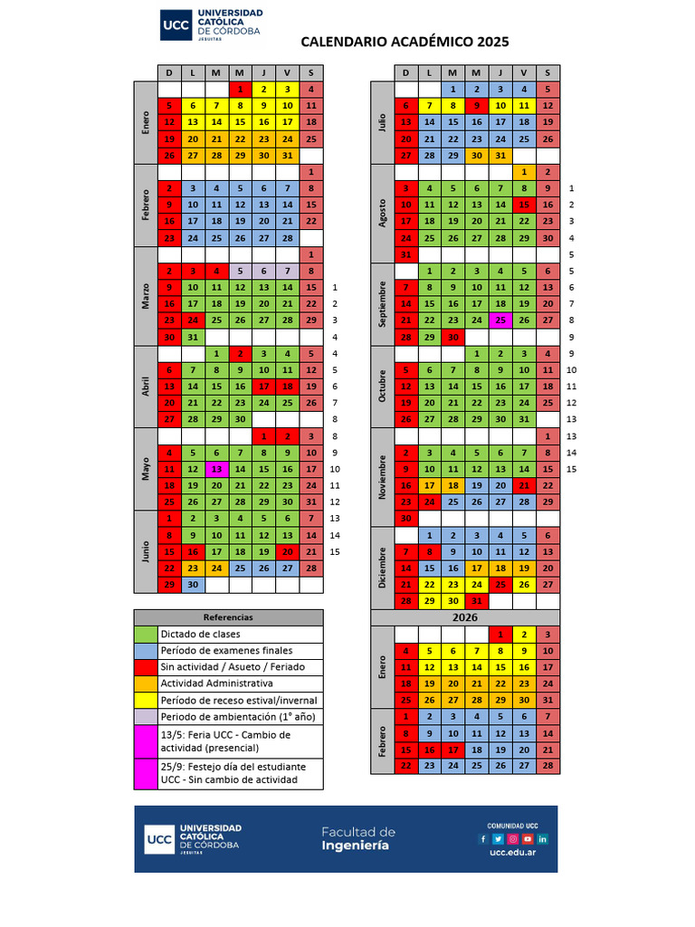 Calendario Académico UCC 2025 | PDF