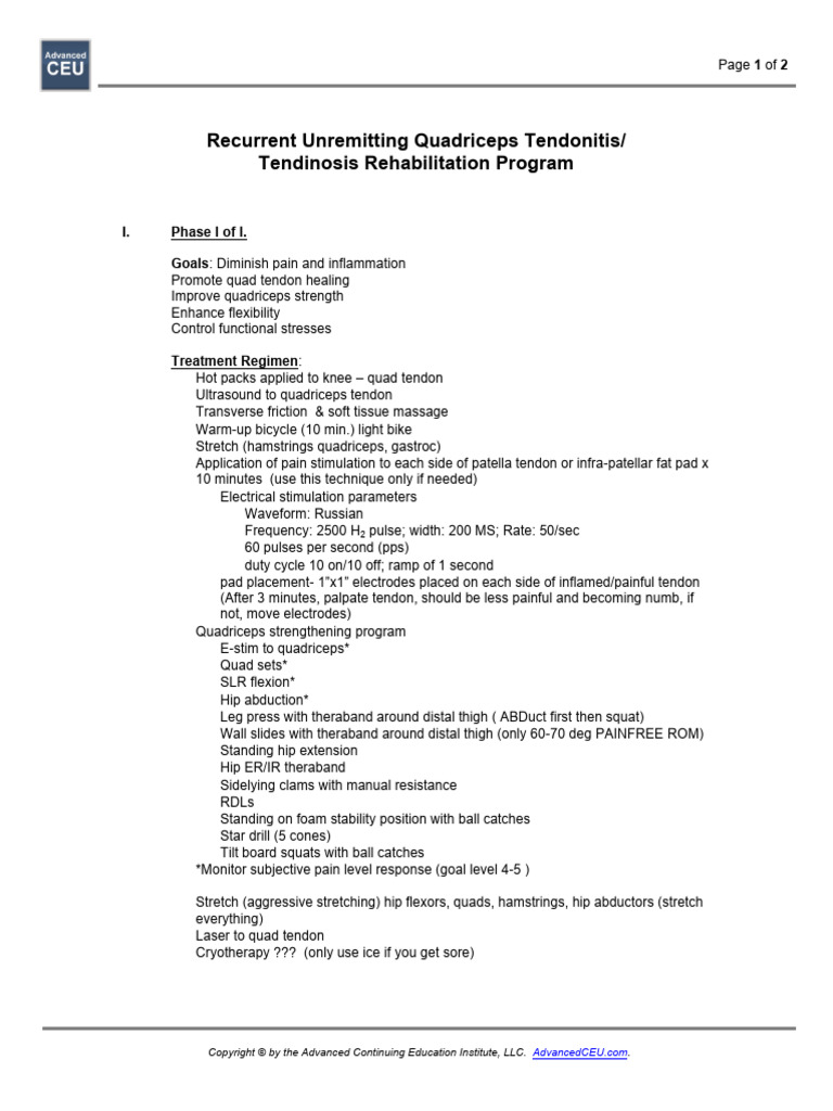 Knee - Patellofemoral-Recurrent Unremitting Quadriceps Tendonitis ...