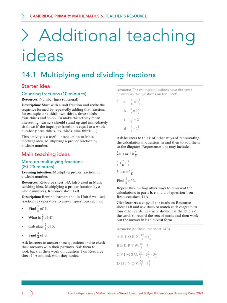 Prim Maths 6 2ed TR Aditional Teaching Ideas 14 | PDF | Multiplication ...