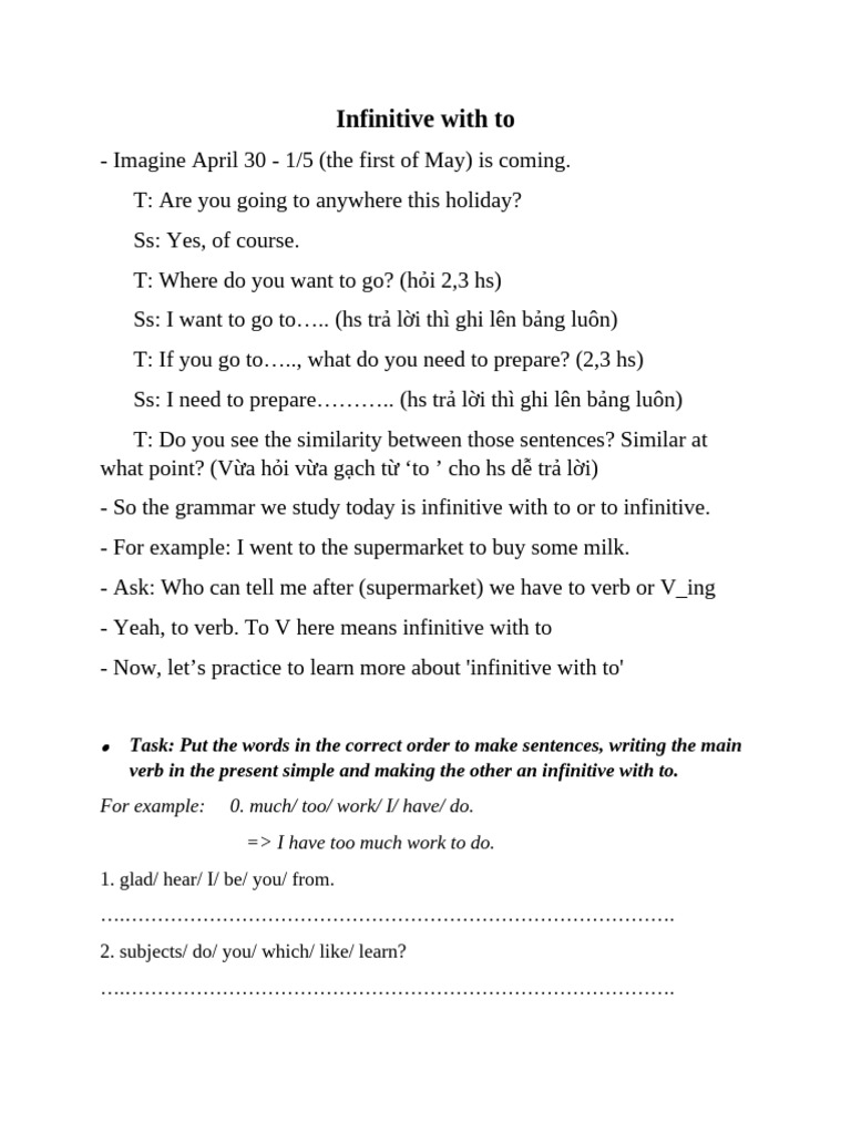 Understanding Infinitives with "To" | PDF