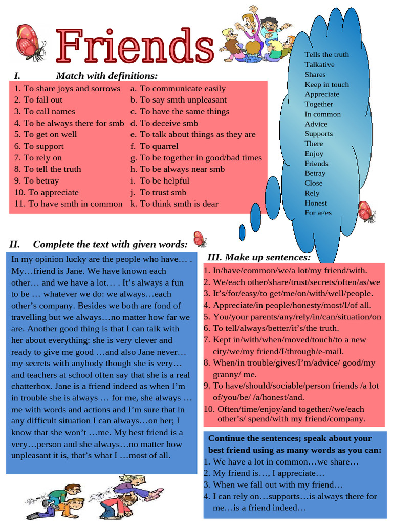 Friendship Vocabulary and Exercises | PDF | Chess Theory | Chess