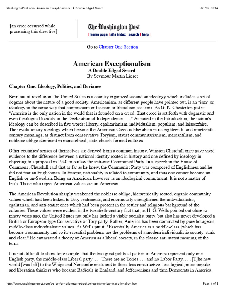 H1576 - American Exceptionalism - A Double Edged Sword | PDF | Conservatism | Socialism