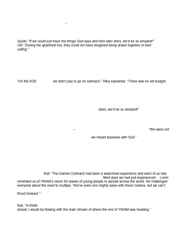 YWAM's First Training in Africa | PDF | Zimbabwe