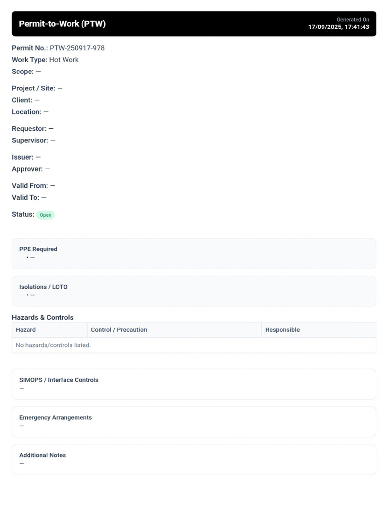 Permit To Work | PDF