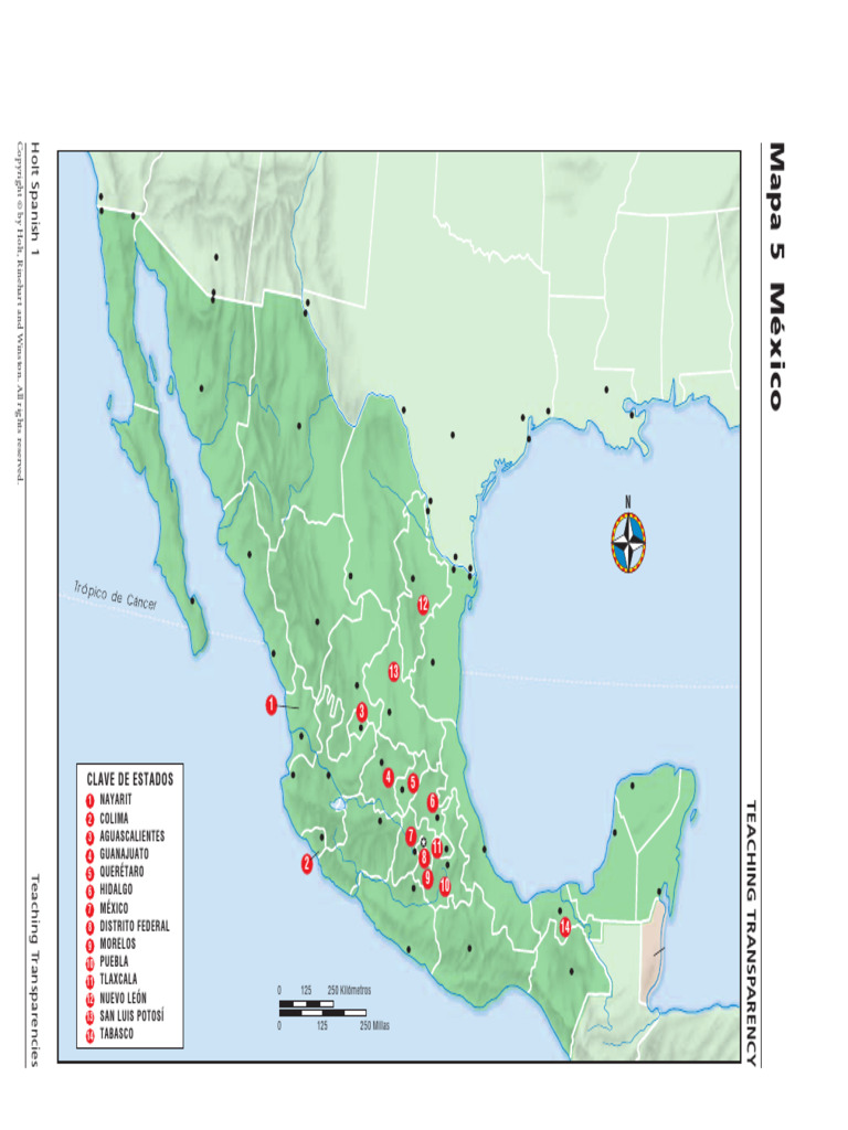 Mapa 5 México Teaching Transparency. Holt Spanish 1 | PDF | México | Comida