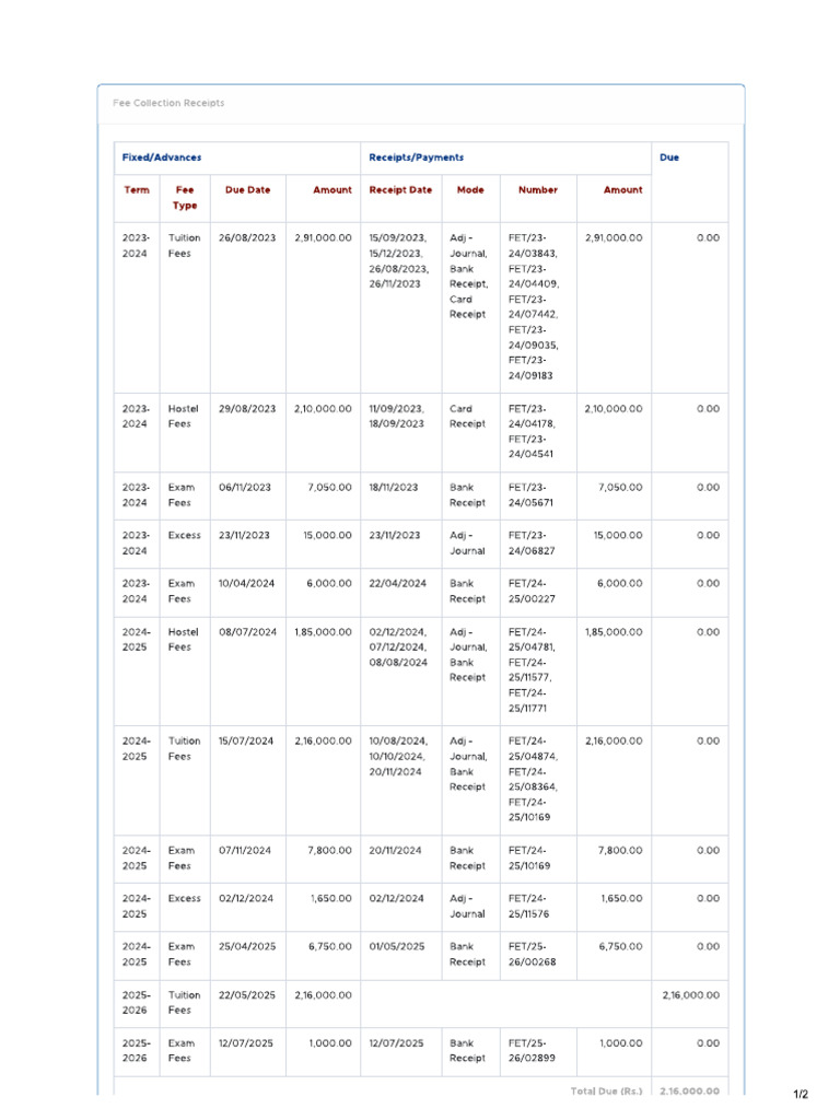 Fees Recipt | PDF