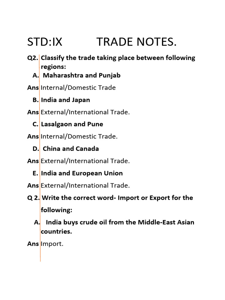 Types of Trade and Balance of Trade | PDF | Imports | Trade