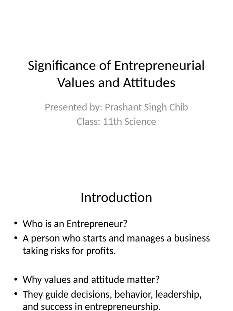 Entrepreneurial Values and Attitudes | PDF