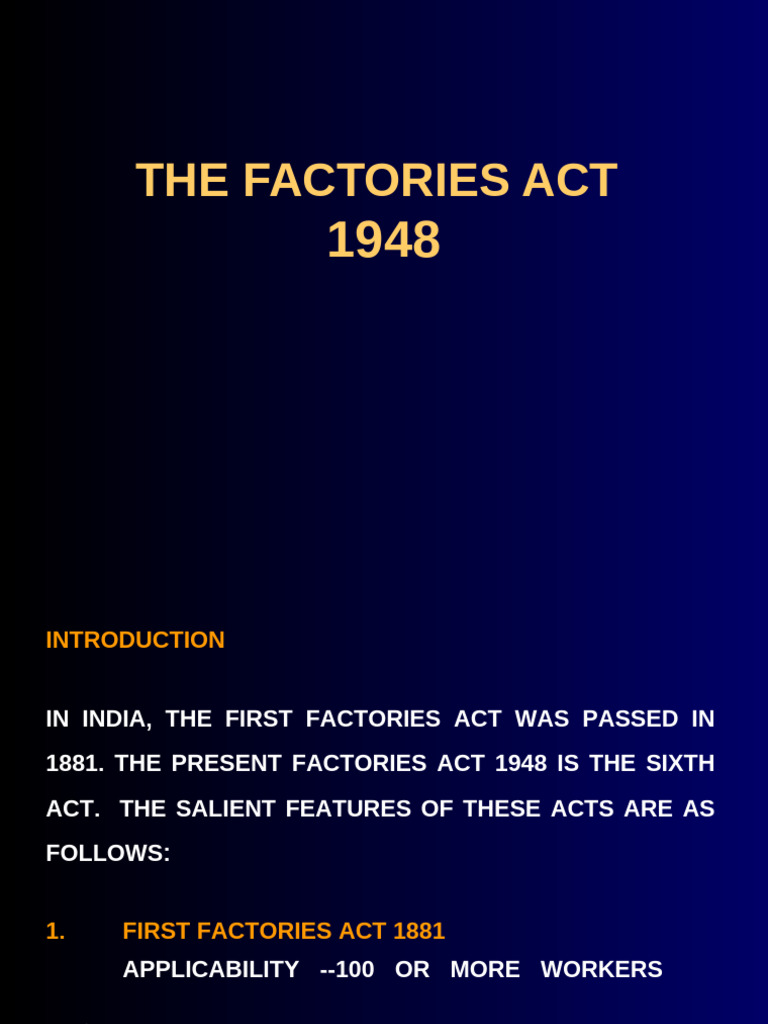 Indian Factories Act 1948 | PDF | Occupational Safety And Health ...