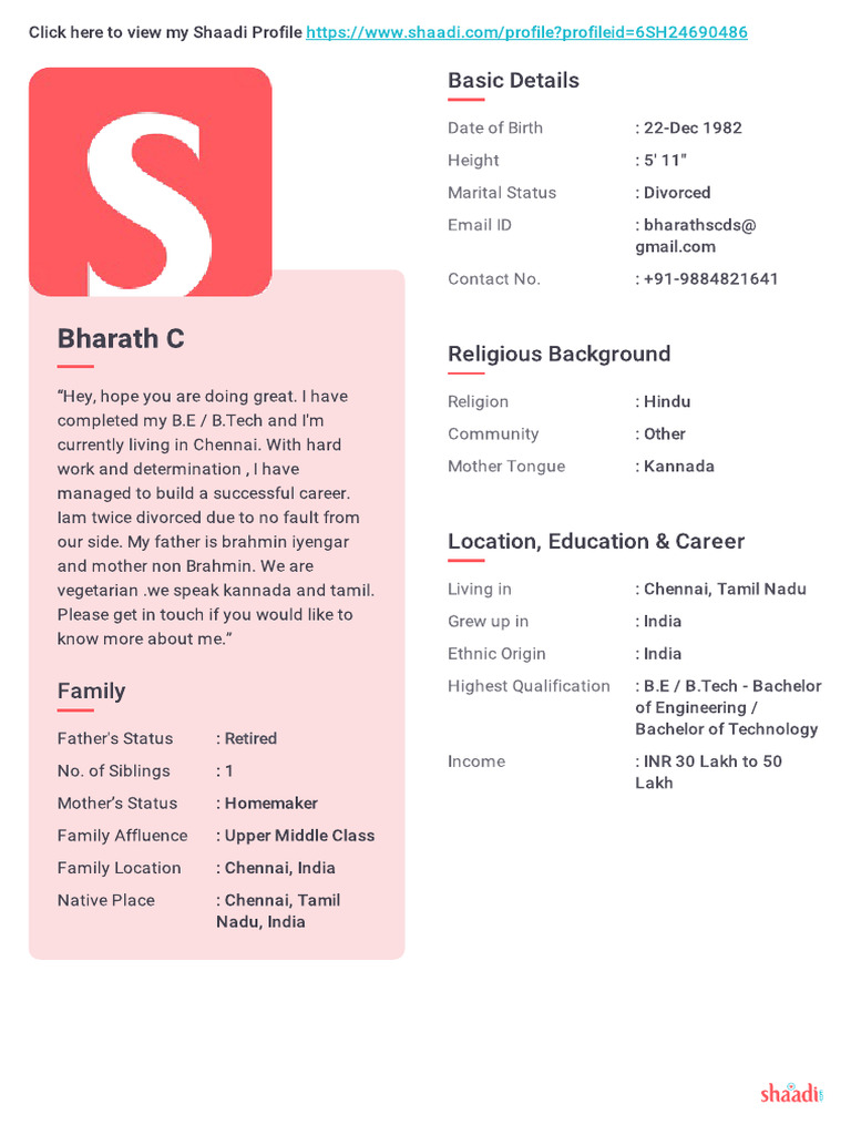 Bharath Biodata | PDF