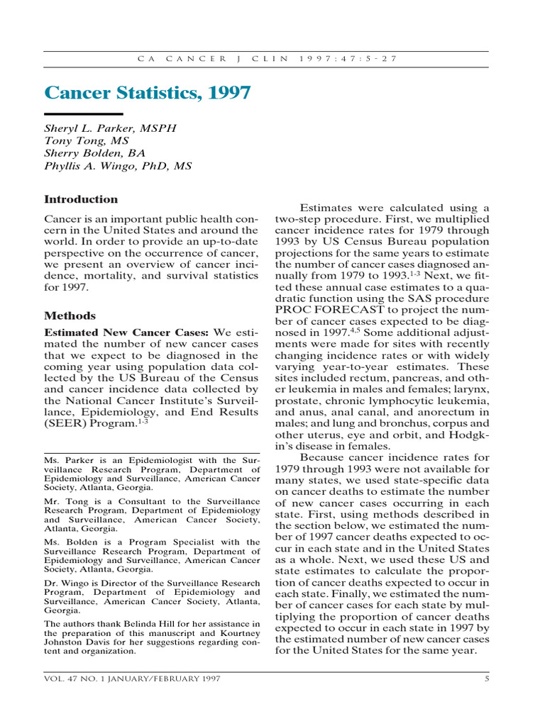 7 - Cancer Statistics 1997 | PDF | Gastrointestinal Tract | Urinary System