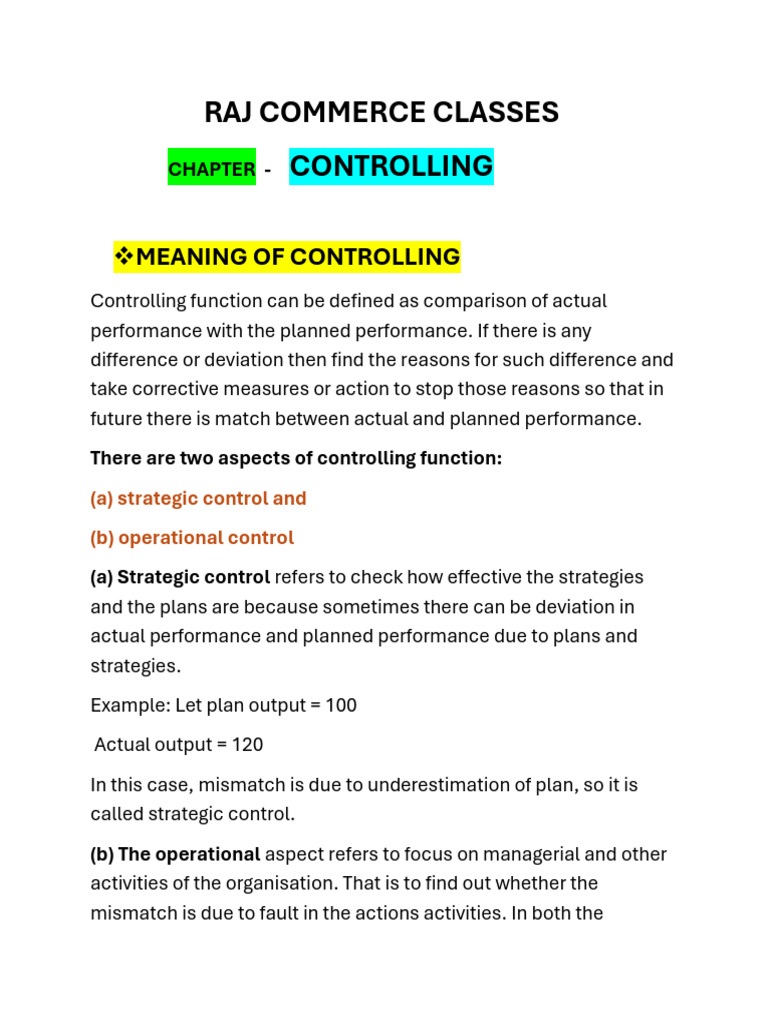 Understanding the Controlling Function | PDF | Business