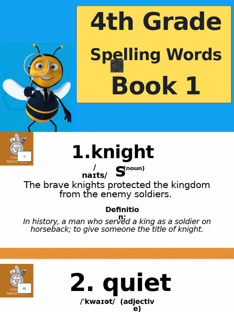 4th Grade Spelling Words Book 1 | PDF | Adjective