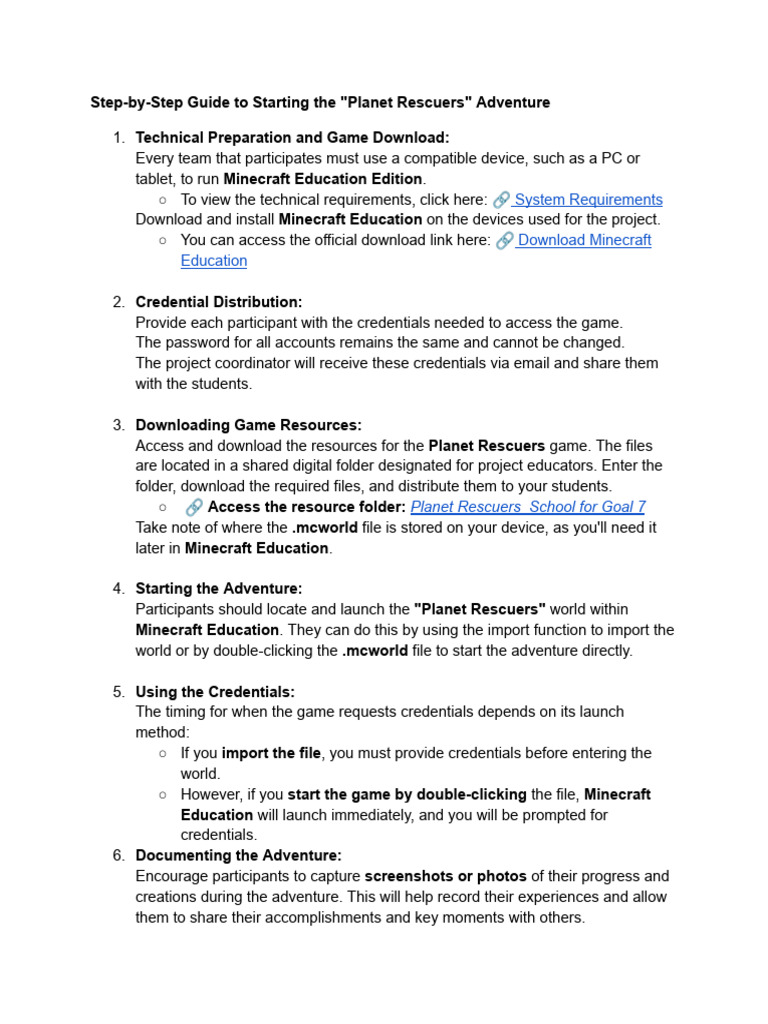Step-By-Step Guide To Starting The Planet Rescuers Adventure | PDF