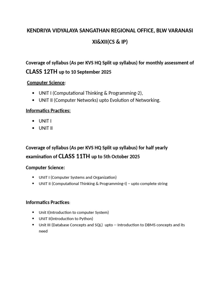 Covergae of Syllabus of HY and MT CS - IP | PDF