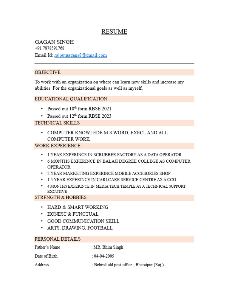 Resume: Gagan Singh | PDF
