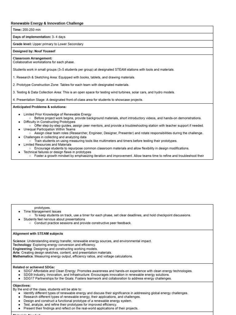 Renewable Energy Challenge for Students | PDF | Renewable Energy ...