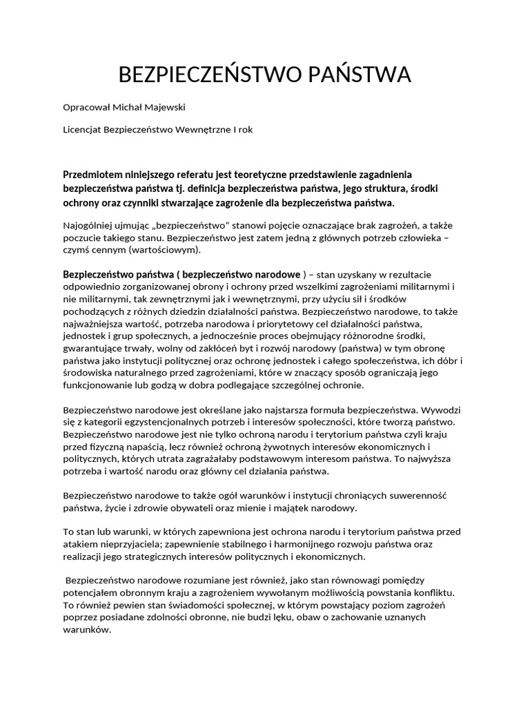 Bezpiecze - Stwo Pa - Stwa Micha - Majewski 1 2 | PDF