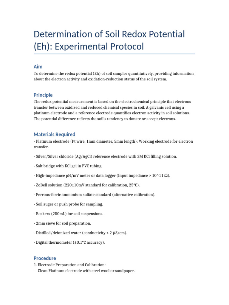 Redox Potential Write Up Soil Science and Technology | PDF | Redox ...