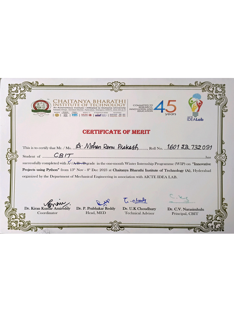 Python Internship Certificate | PDF
