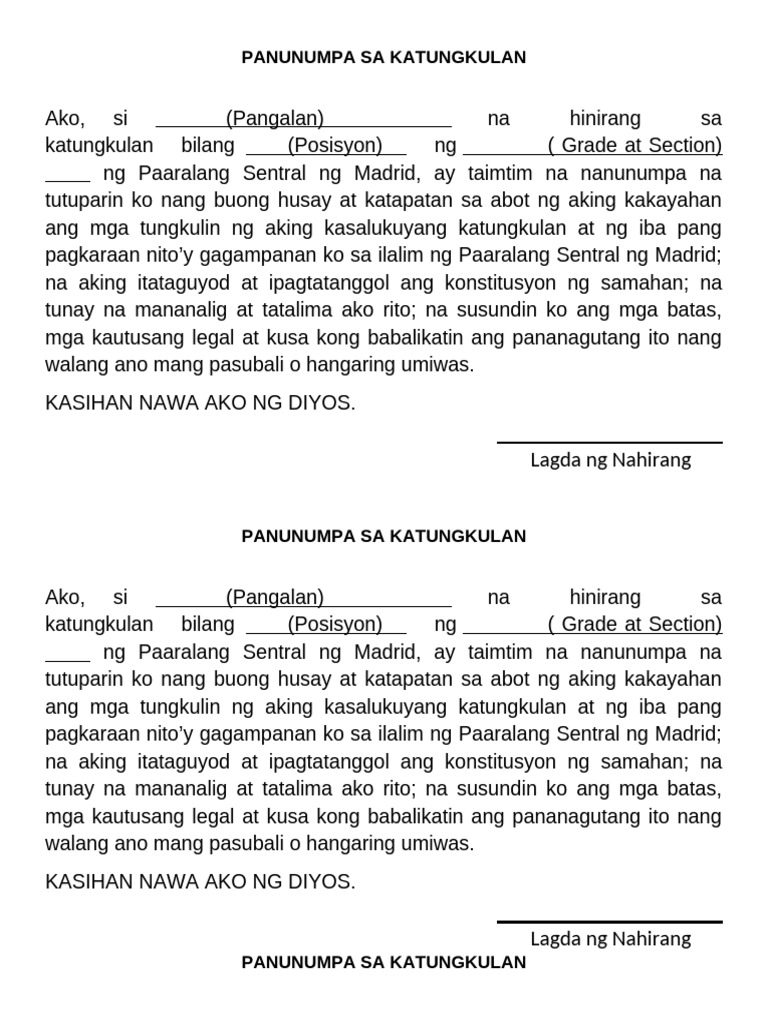 Panunumpa Sa Katungkulan | PDF