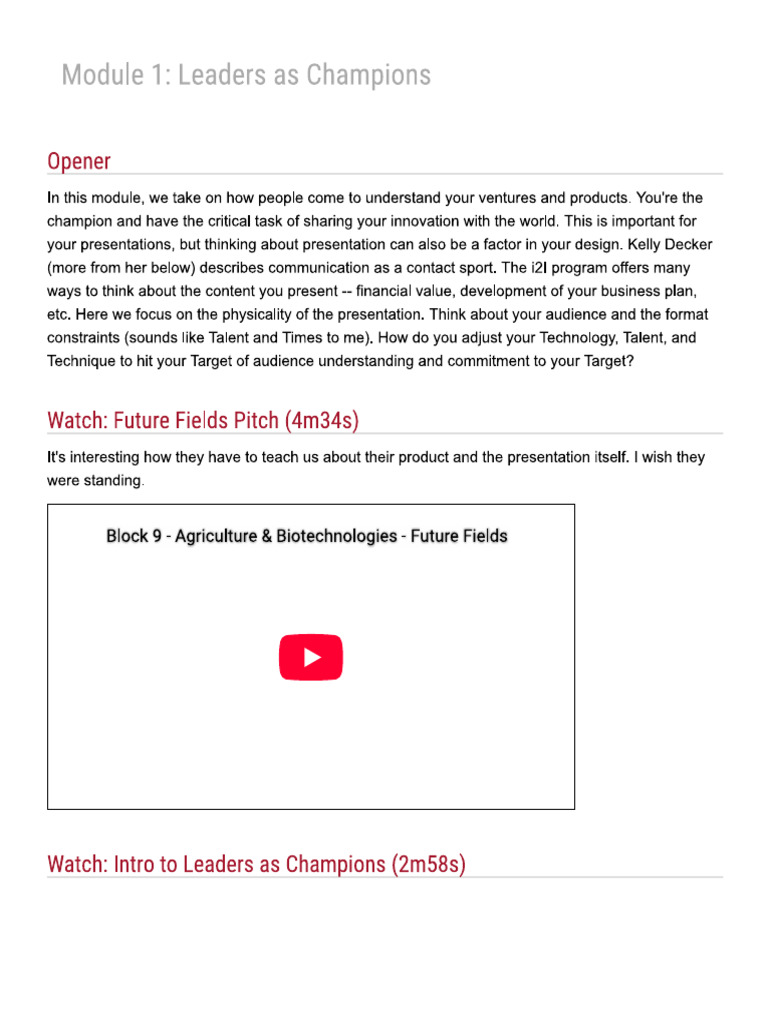 Module 1 Leaders As Champions | PDF