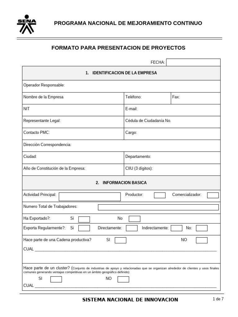 Formato para Proyectos de Mejora Continua | PDF | Business | Negocios ...
