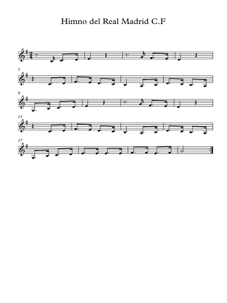 Himno Real Madrid CF Clarinete Solo | PDF
