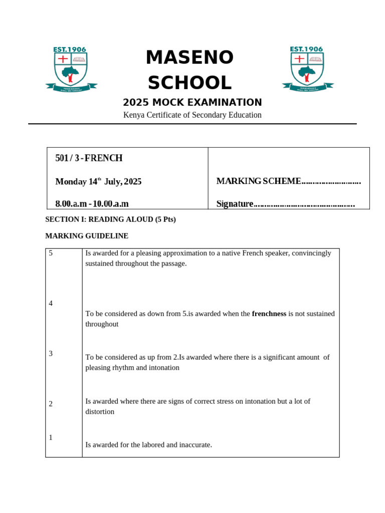 2025 French Mock Exam Guidelines | PDF | Human Communication