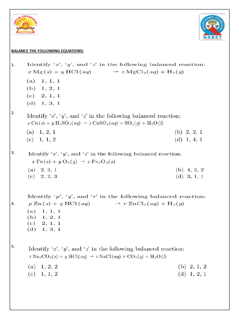 Balancing The Eqn | PDF