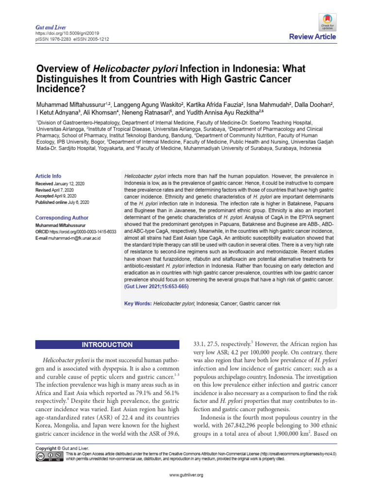 Overview of Helicobacter Pylori Infection in Indonesia What ...