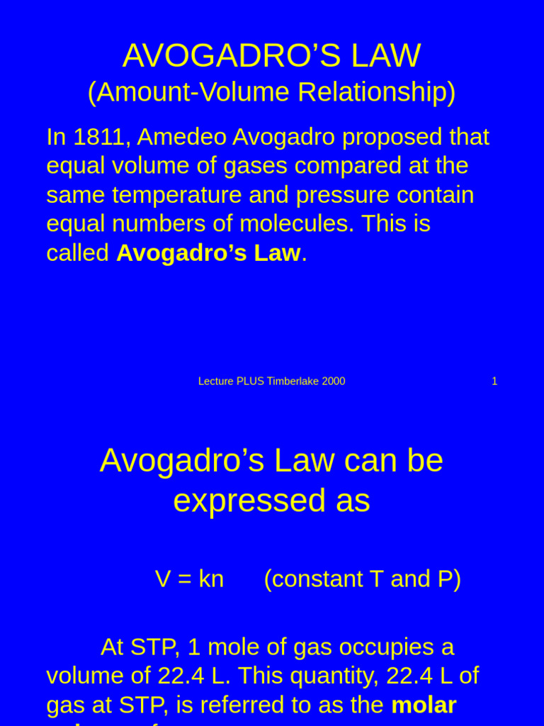 13 Avogadros Law Ideal Gas Law | PDF | Gases | Mole (Unit)