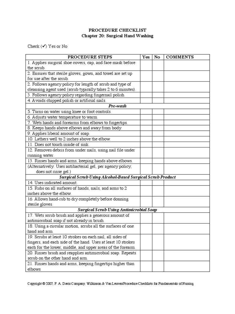 Scrubbing Checklist | PDF