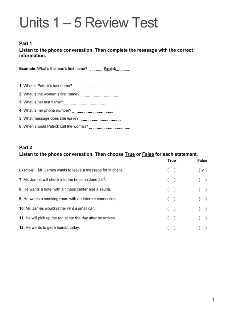 Review Test - Unit 1-5 | PDF